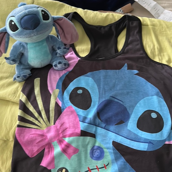 Disney | Shirts & Tops | Stitch Tank Top With Stitch Stuffed Animal ...